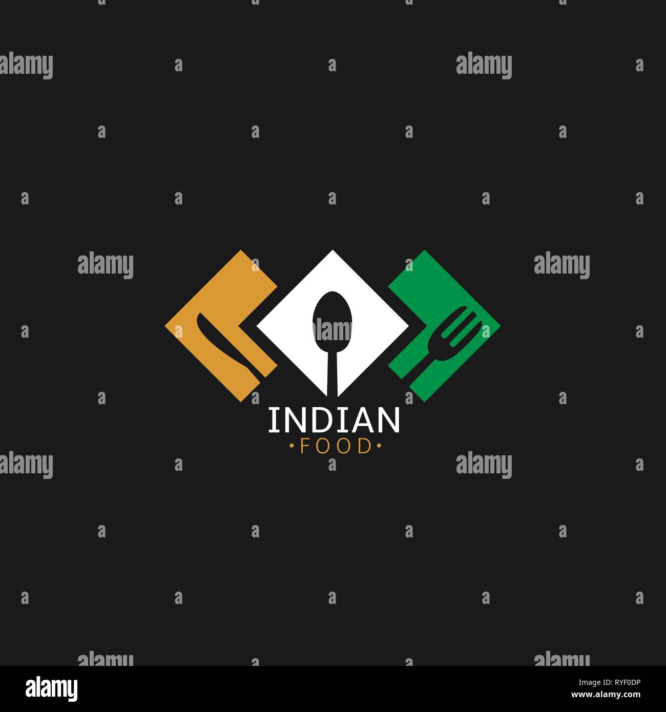 Indian food icon. Indian flag symbol Spoon fork and knife icons Stock ...