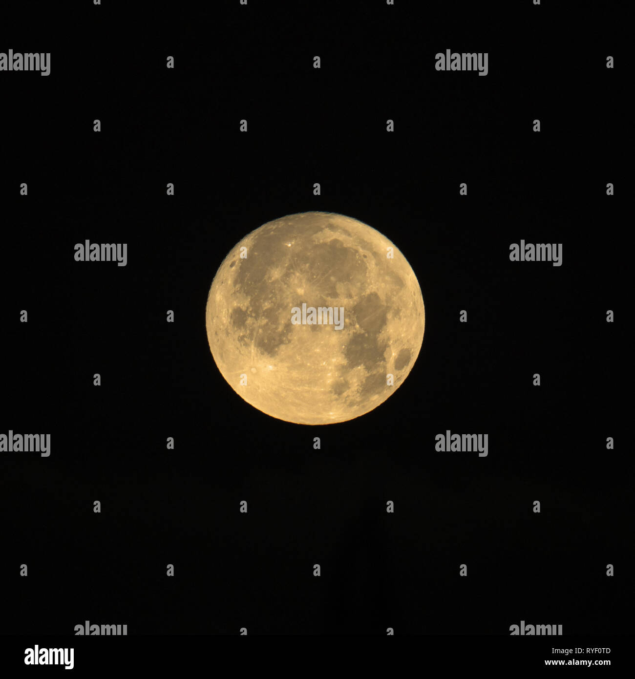 Full Moon named Cold Moon rising on black background, square crop Stock ...