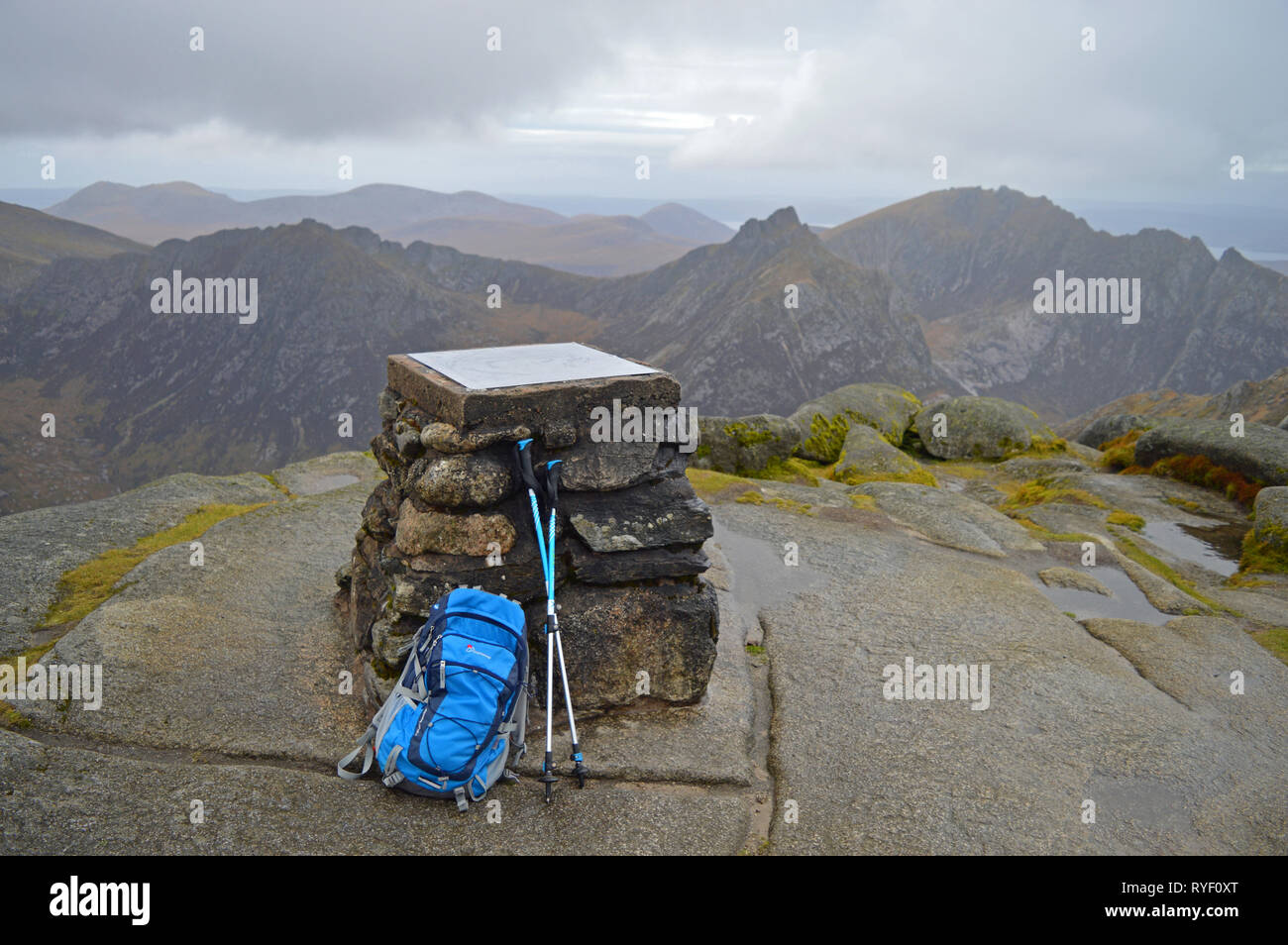 Views on summit of Goatfell towards Caisteal Abhail and Cir Mhor Stock ...