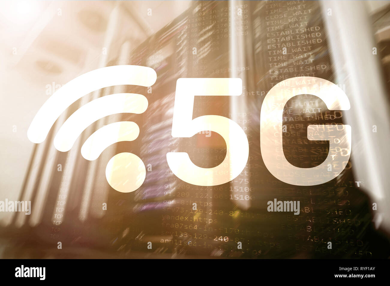 5G Network, 5G internet Connection Concept in digital background. Smart ...
