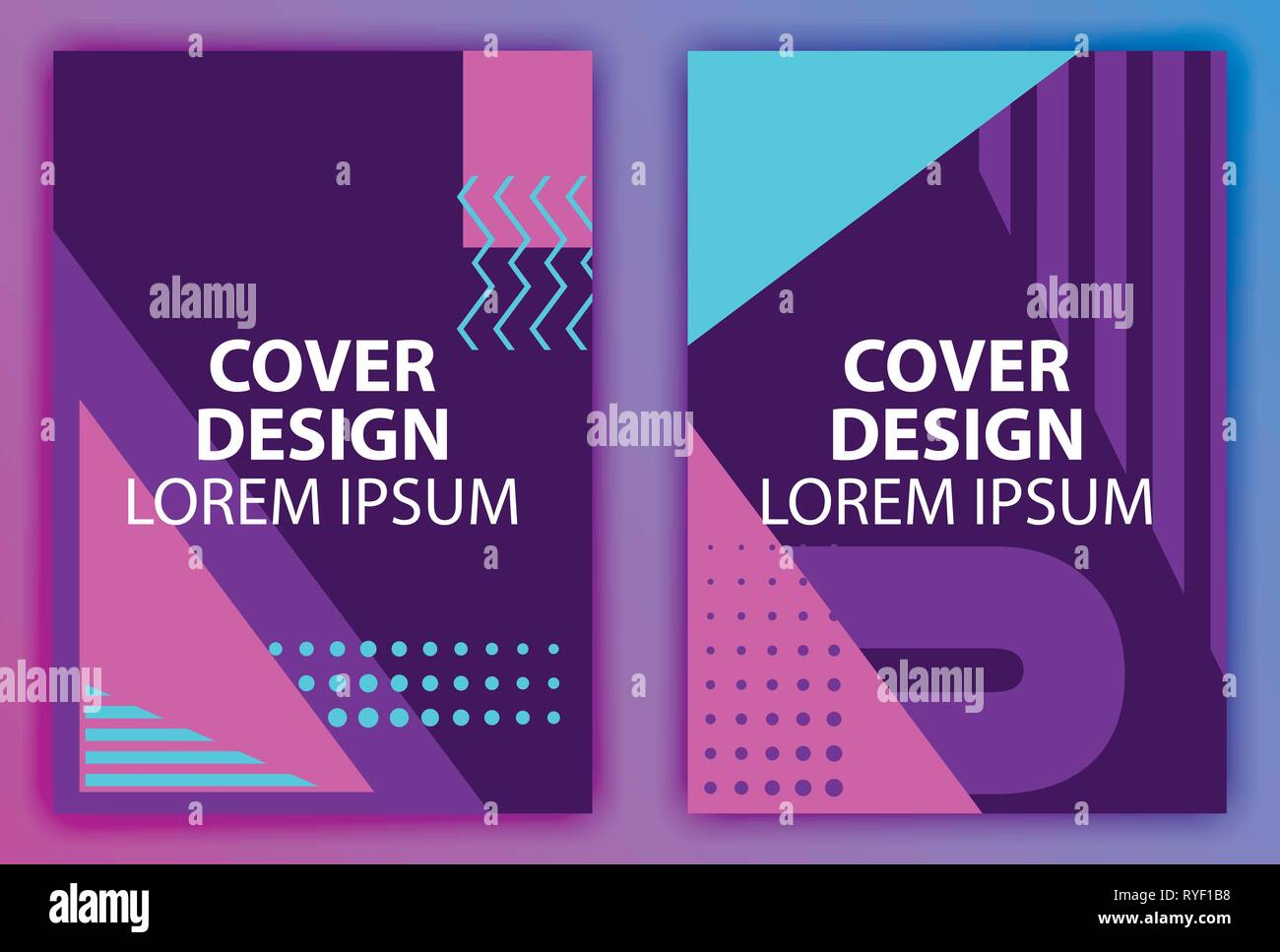 Cover design poster with geometric elements in the style of 80s ...