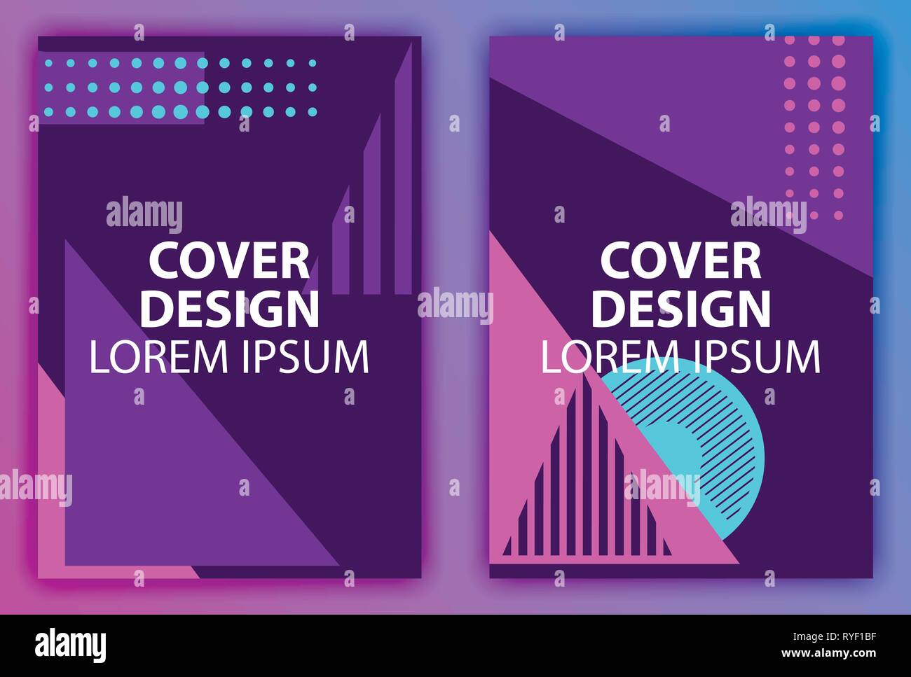 Cover design poster with geometric elements in the style of 80s ...