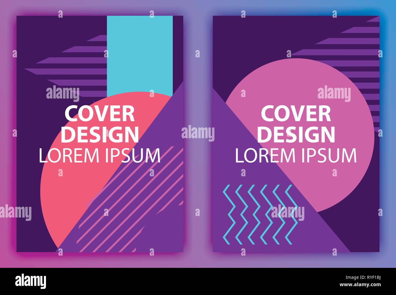 Cover design poster with geometric elements in the style of 80s ...