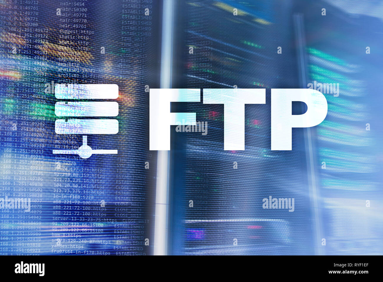FTP - File transfer protocol. Internet and communication technology ...