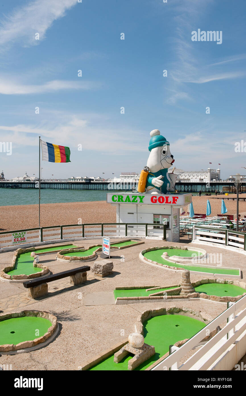 Crazy golf course in the seaside town of Brighton, Sussex, England ...