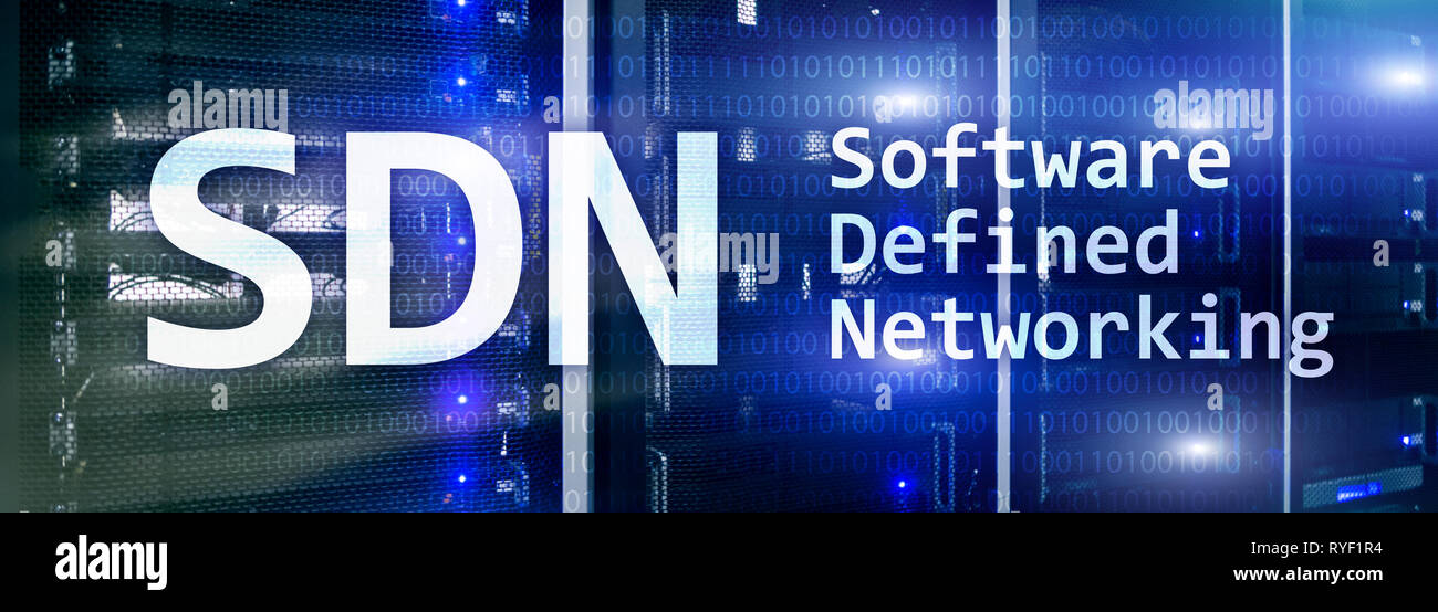 SDN, Software defined networking concept on modern server room ...