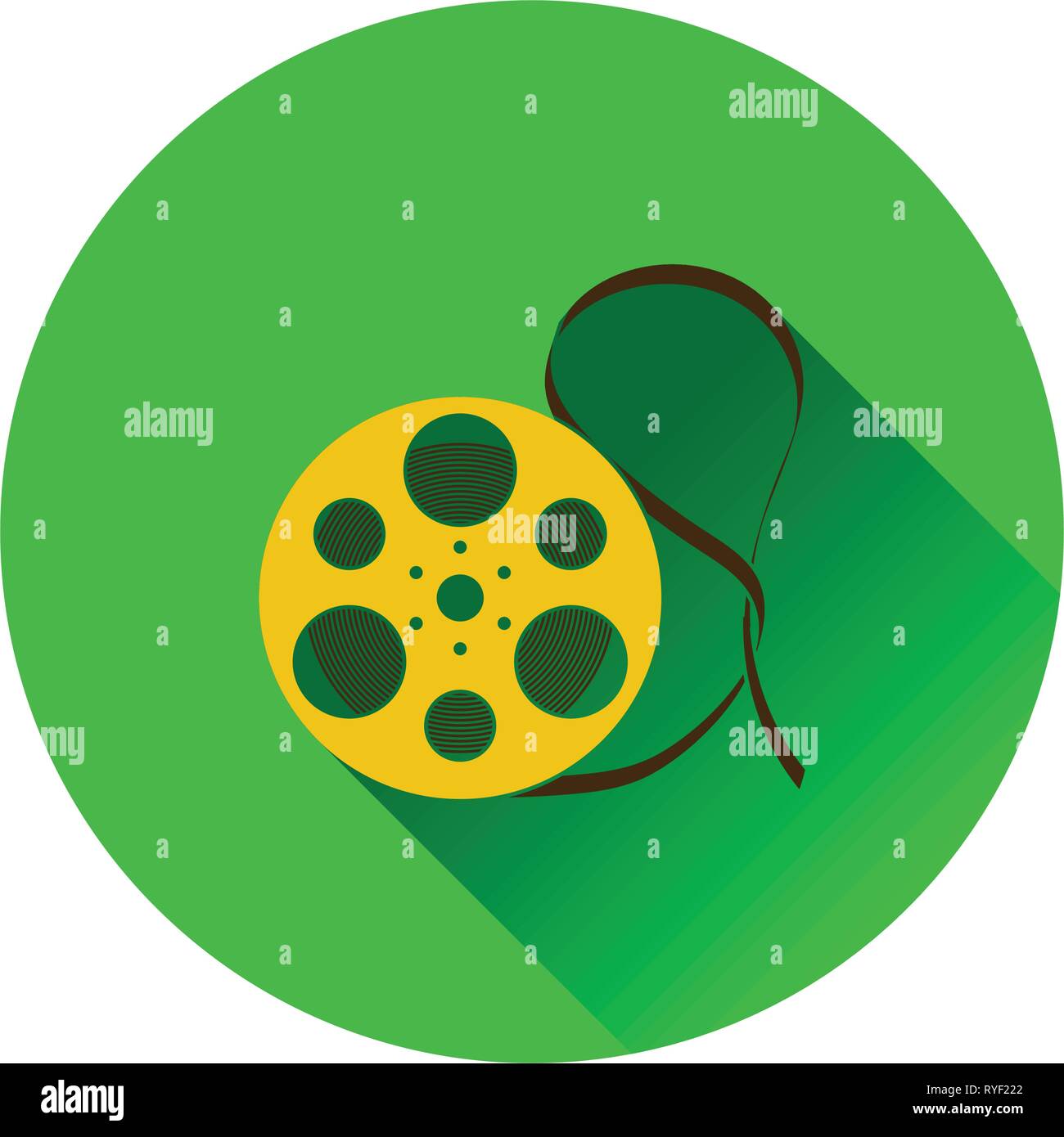 Movie reel icon on gray background, round shadow. Vector illustration ...