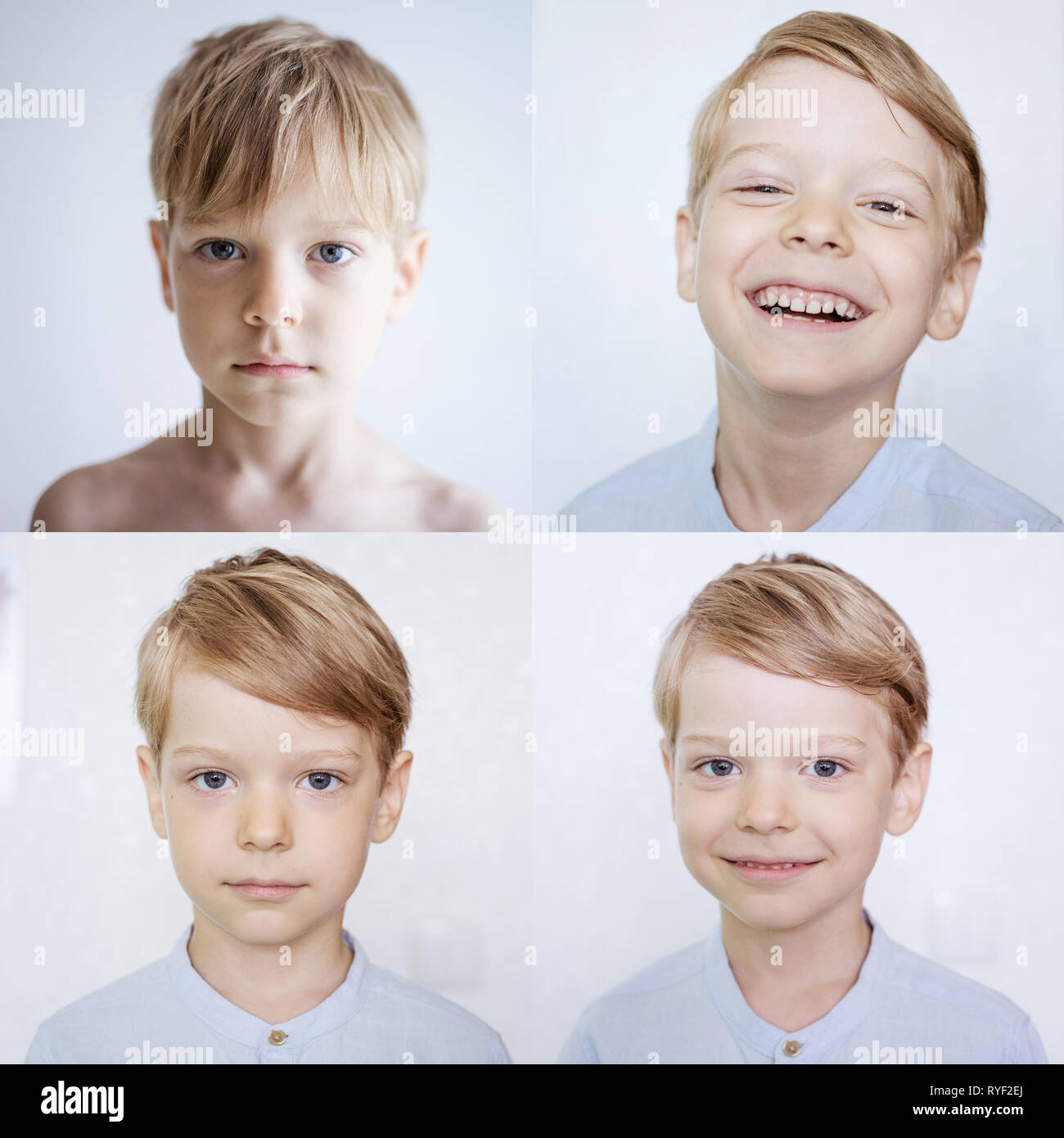 Young boy expressing different emotions. Different facial expressions ...