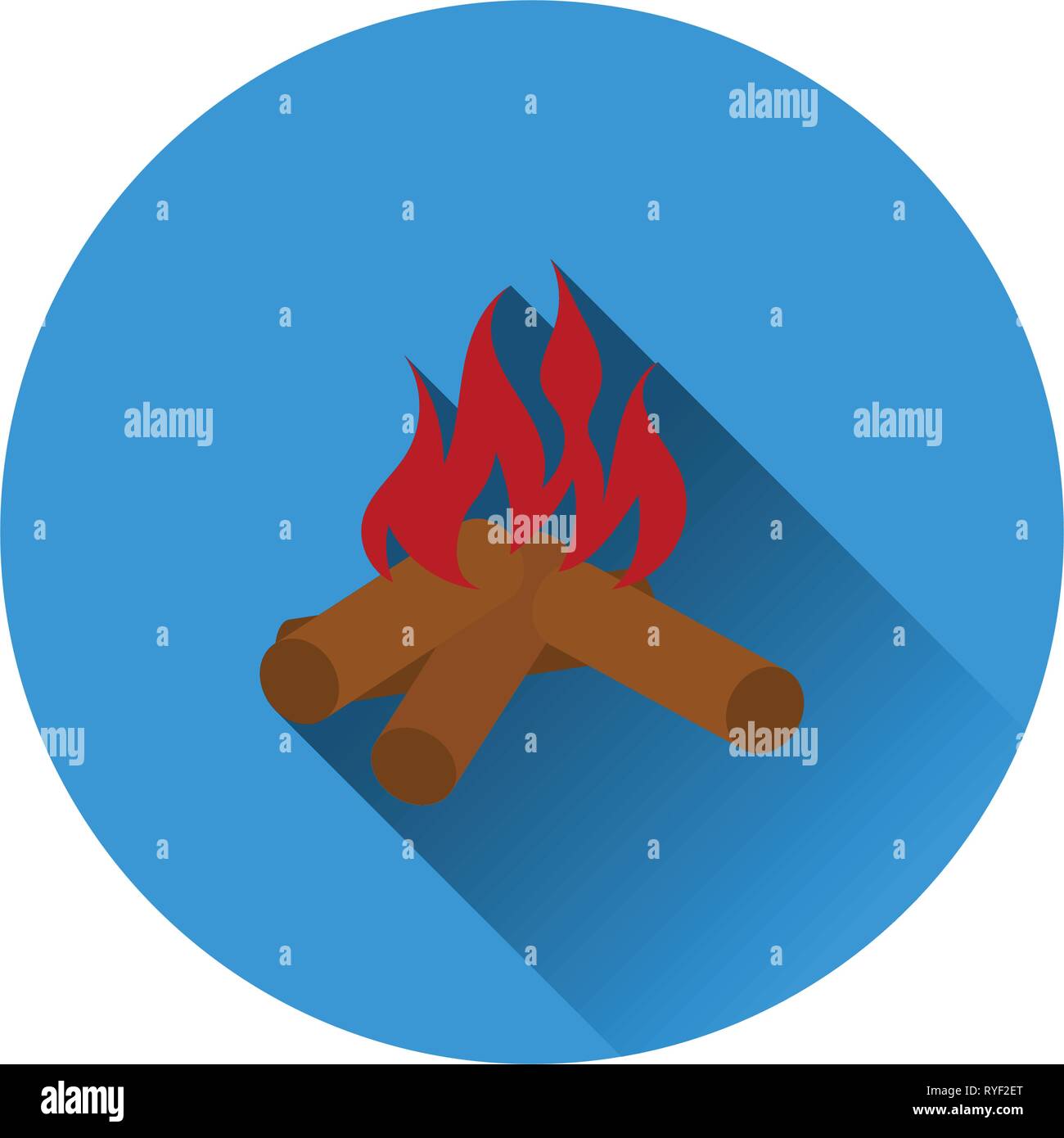 Flat design icon of camping fire in ui colors. Vector illustration ...