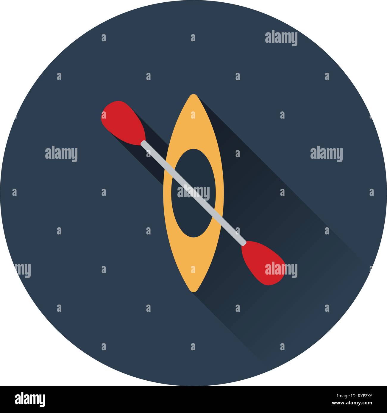 Flat design icon of kayak and paddle in ui colors. Vector illustration ...