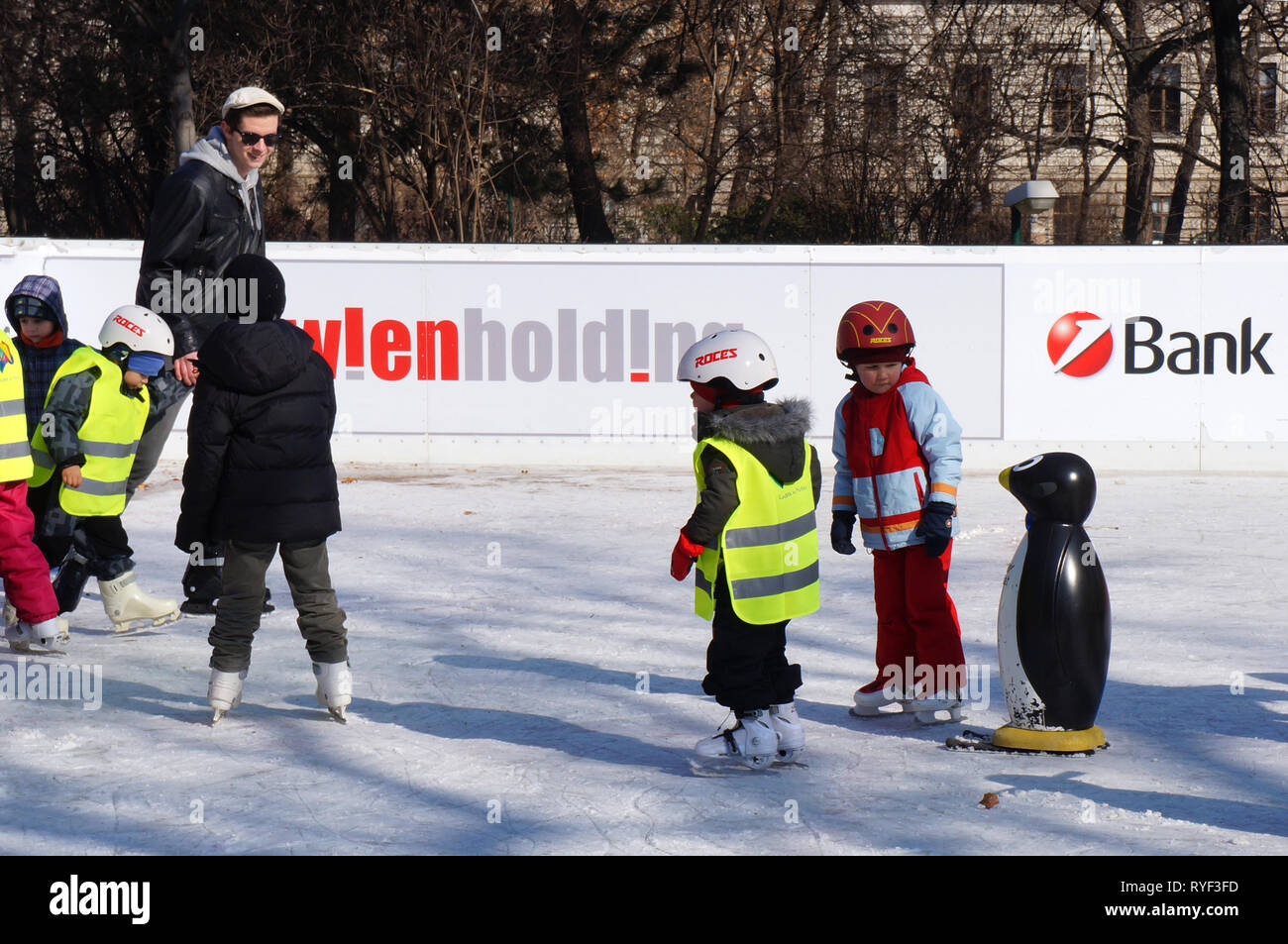VIENNA, AUSTRIA - JANUARY 31, 2012: Ice skating children at the Wiener ...