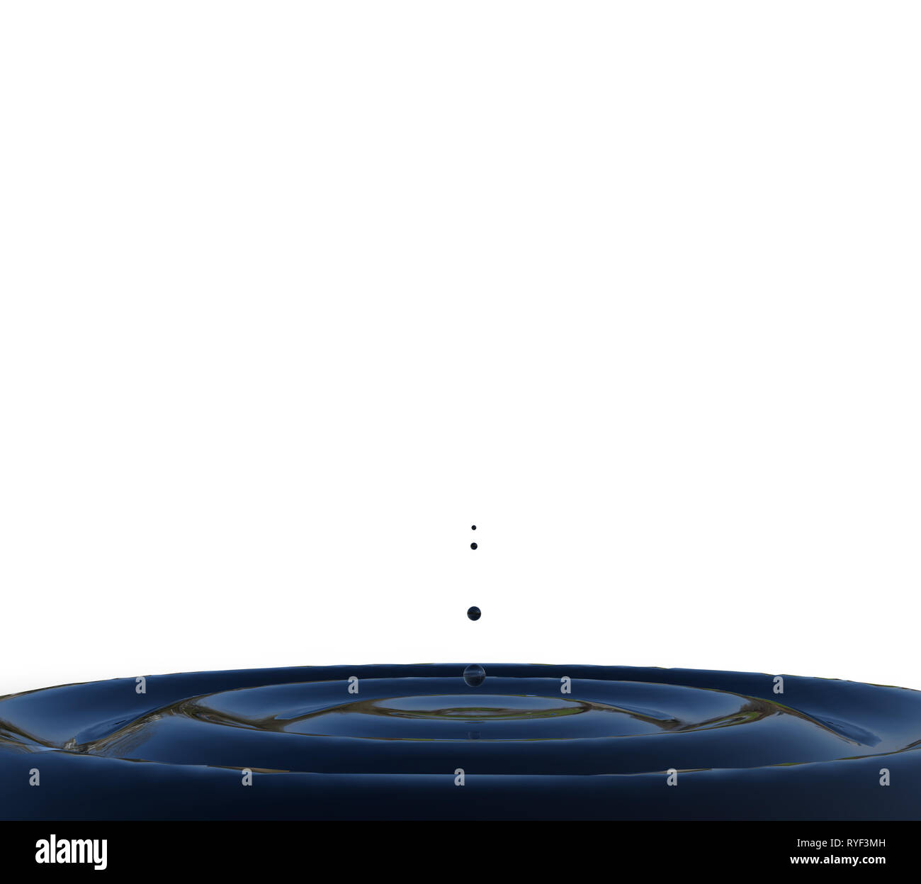 The 3d rendering of nice falling water drop with withe background Stock ...