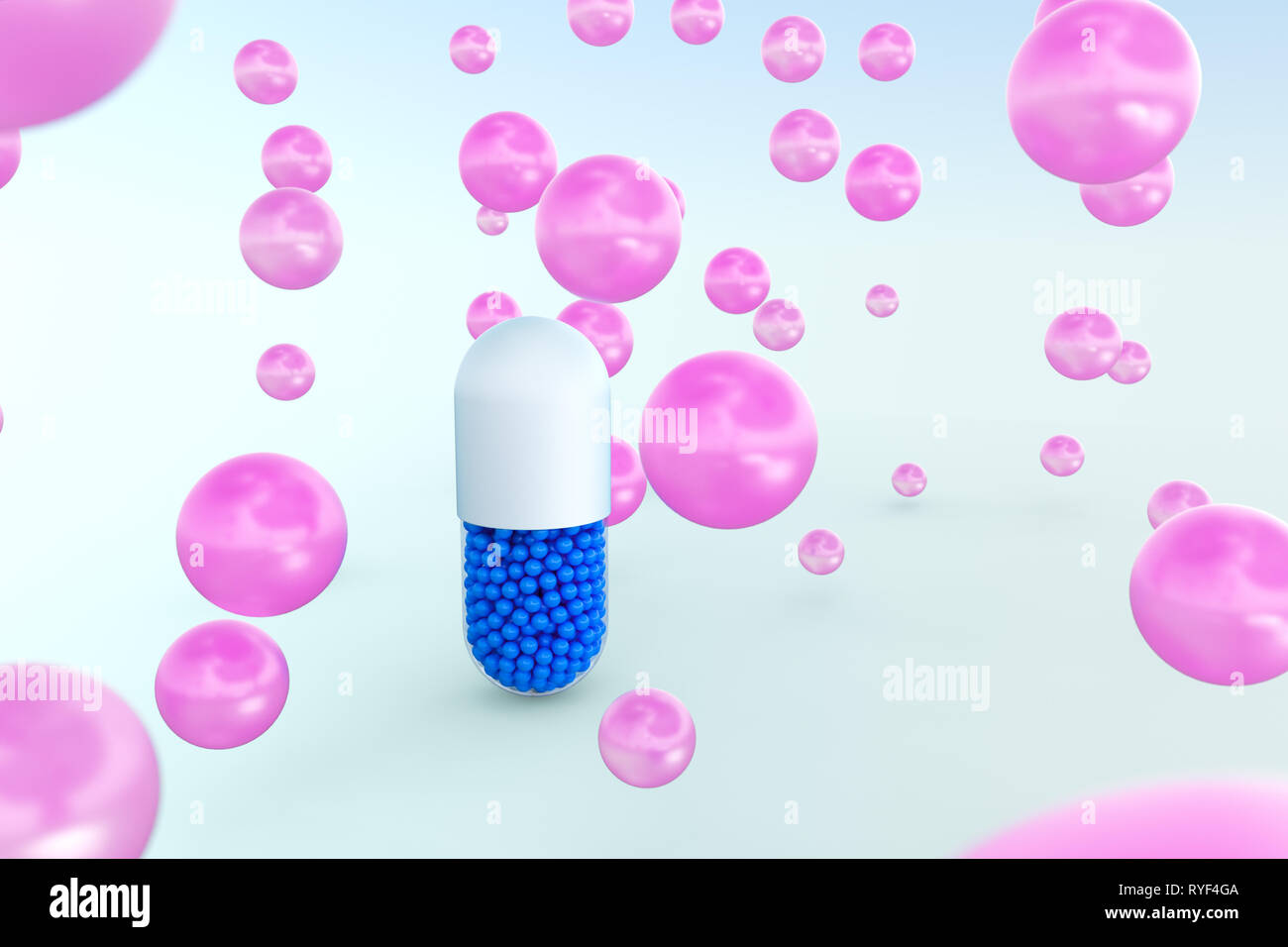 capsules with spheres, 3d rendering Stock Photo - Alamy
