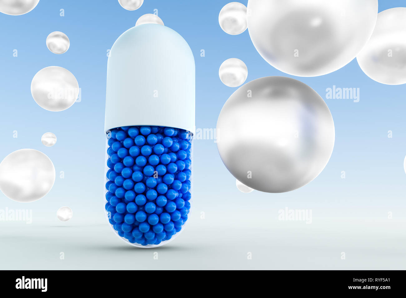 capsules with spheres, 3d rendering Stock Photo - Alamy