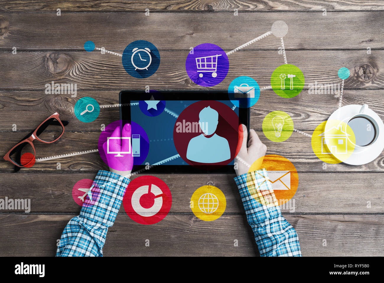 Concept of social communication and networking with media user ...