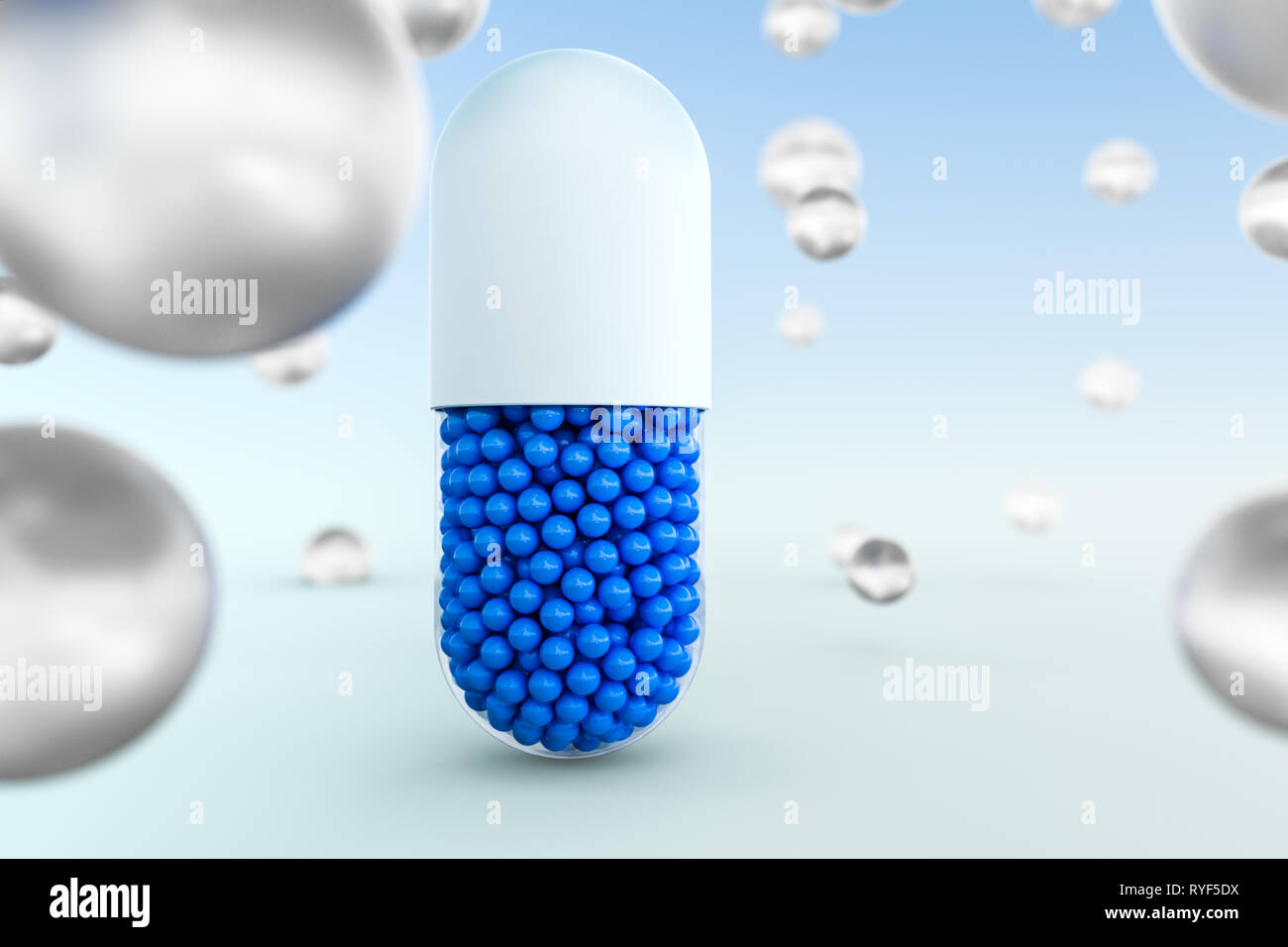 capsules with spheres, 3d rendering Stock Photo - Alamy