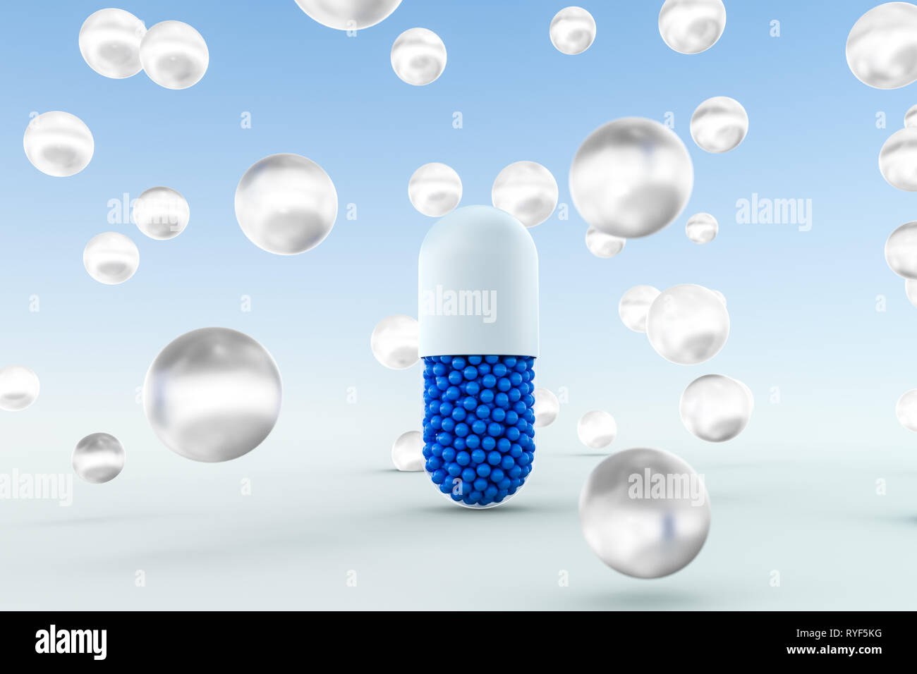 capsules with spheres, 3d rendering Stock Photo - Alamy