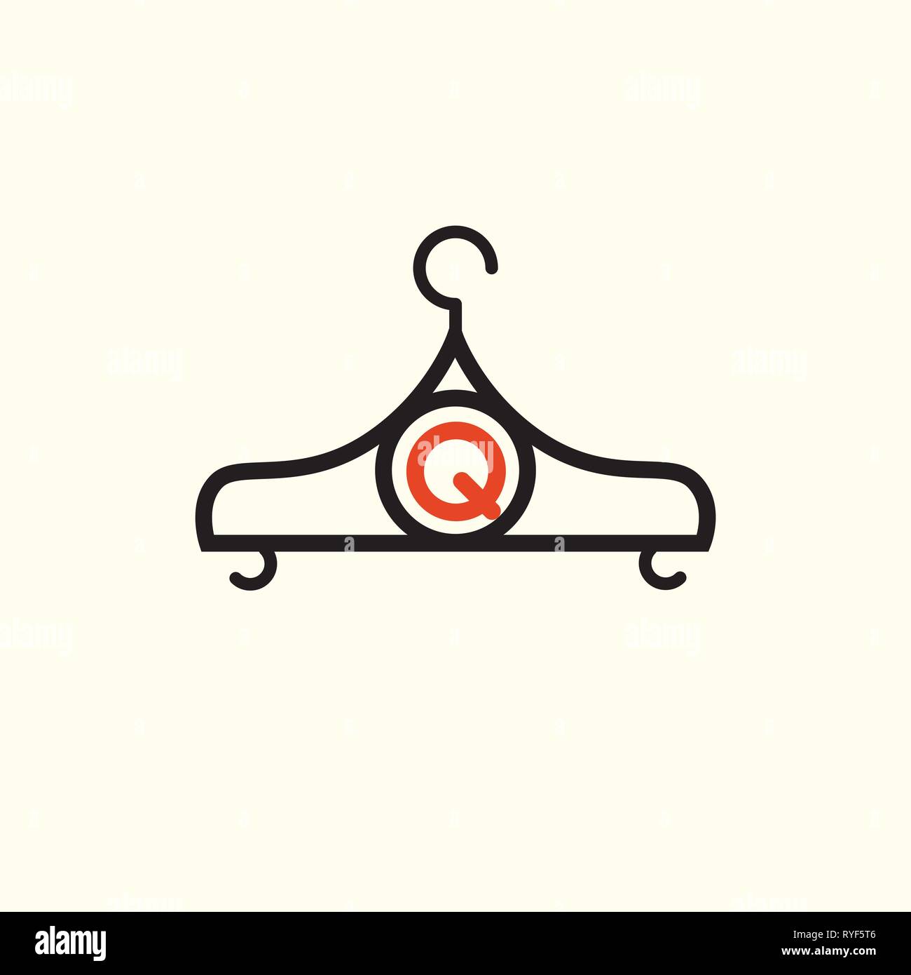 Fashion vector logo. Clothes hanger emblem. Letter Q sign Stock Vector ...