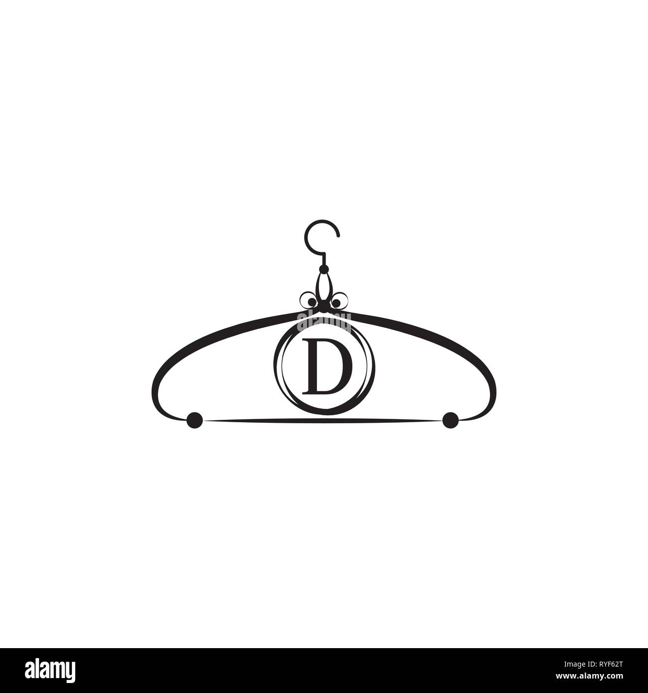 Fashion vector logo. Clothes hanger emblem. Letter D sign Stock Vector ...
