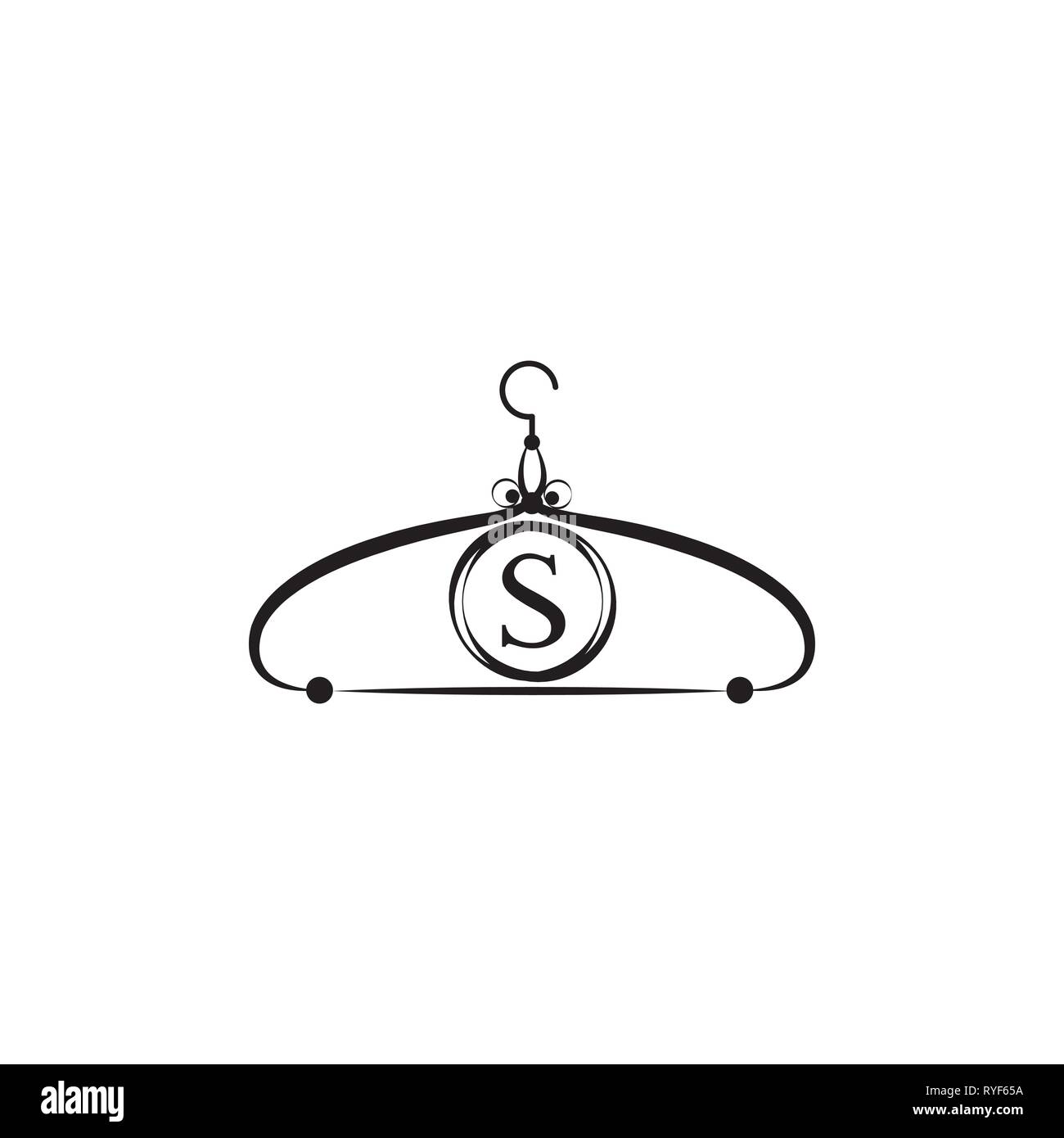 Fashion vector logo. Clothes hanger emblem. Letter S sign Stock Vector ...