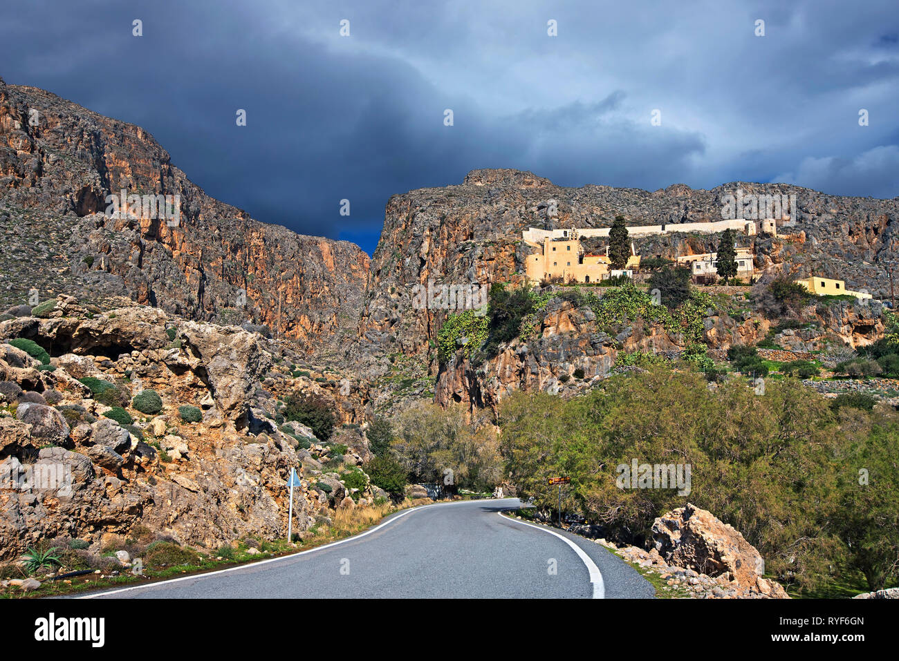 Kapsa (St. John) monastery and the "exit" of Pervolakia gorge, next to ...