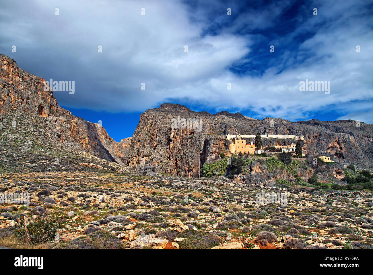 Kapsa (St. John) monastery and the "exit" of Pervolakia gorge, next to ...