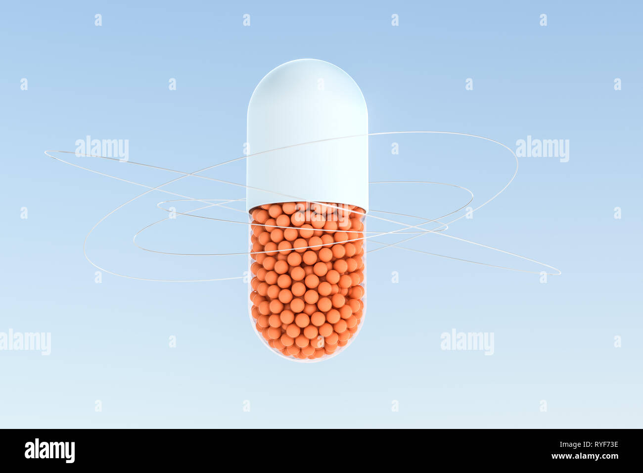 capsules with spheres, 3d rendering Stock Photo - Alamy