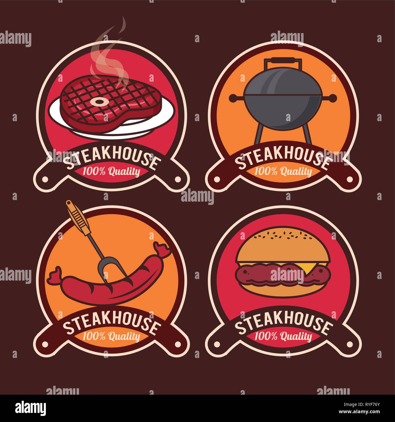 Steakhouse bbq emblems Stock Vector Image & Art - Alamy