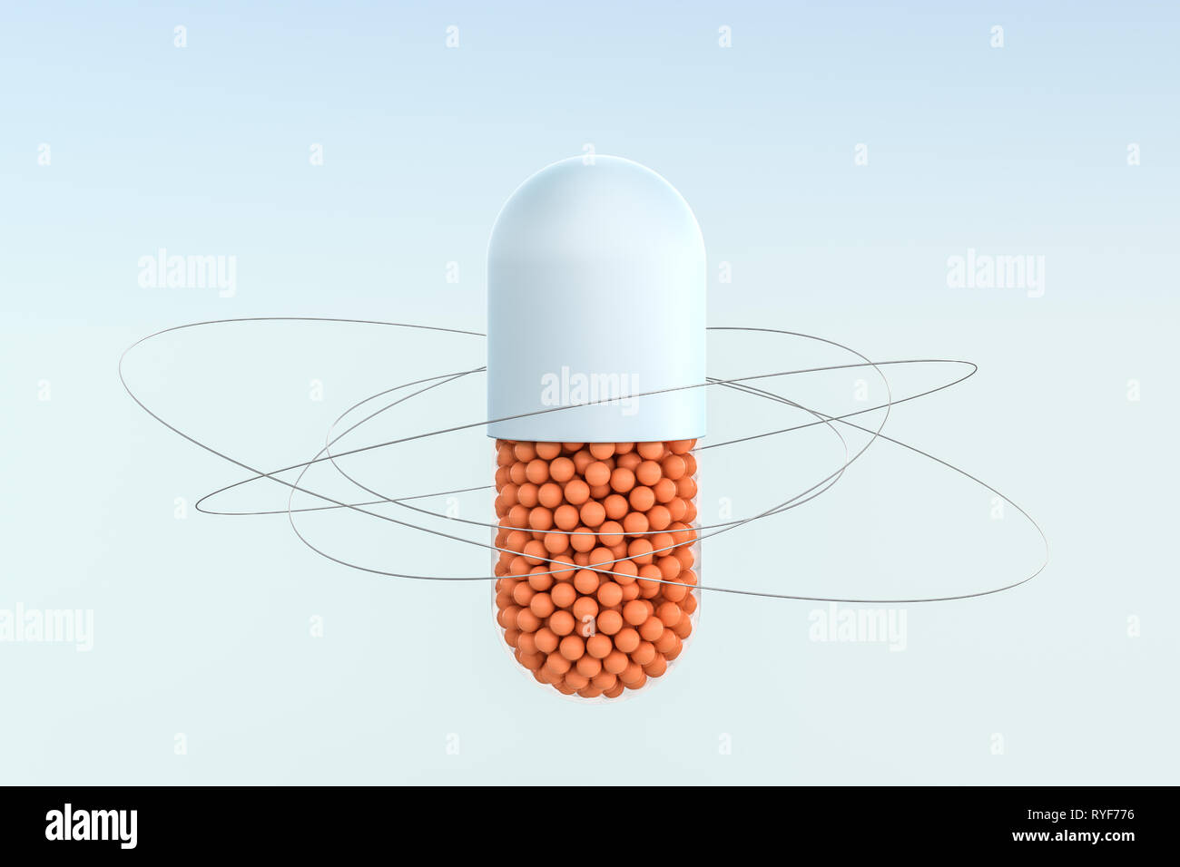 capsules with spheres, 3d rendering Stock Photo - Alamy