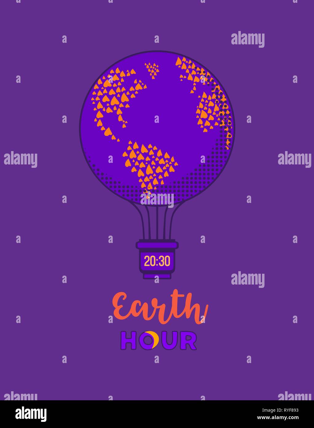 Earth hour flat hand drawn icon Stock Vector Image & Art - Alamy