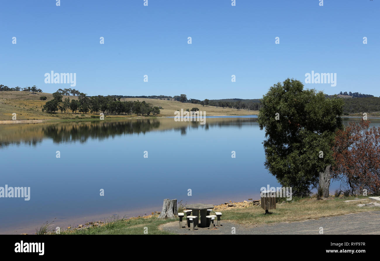 The Lauriston Reservoir, Kyneton, Victoria, Australia, provides much of ...