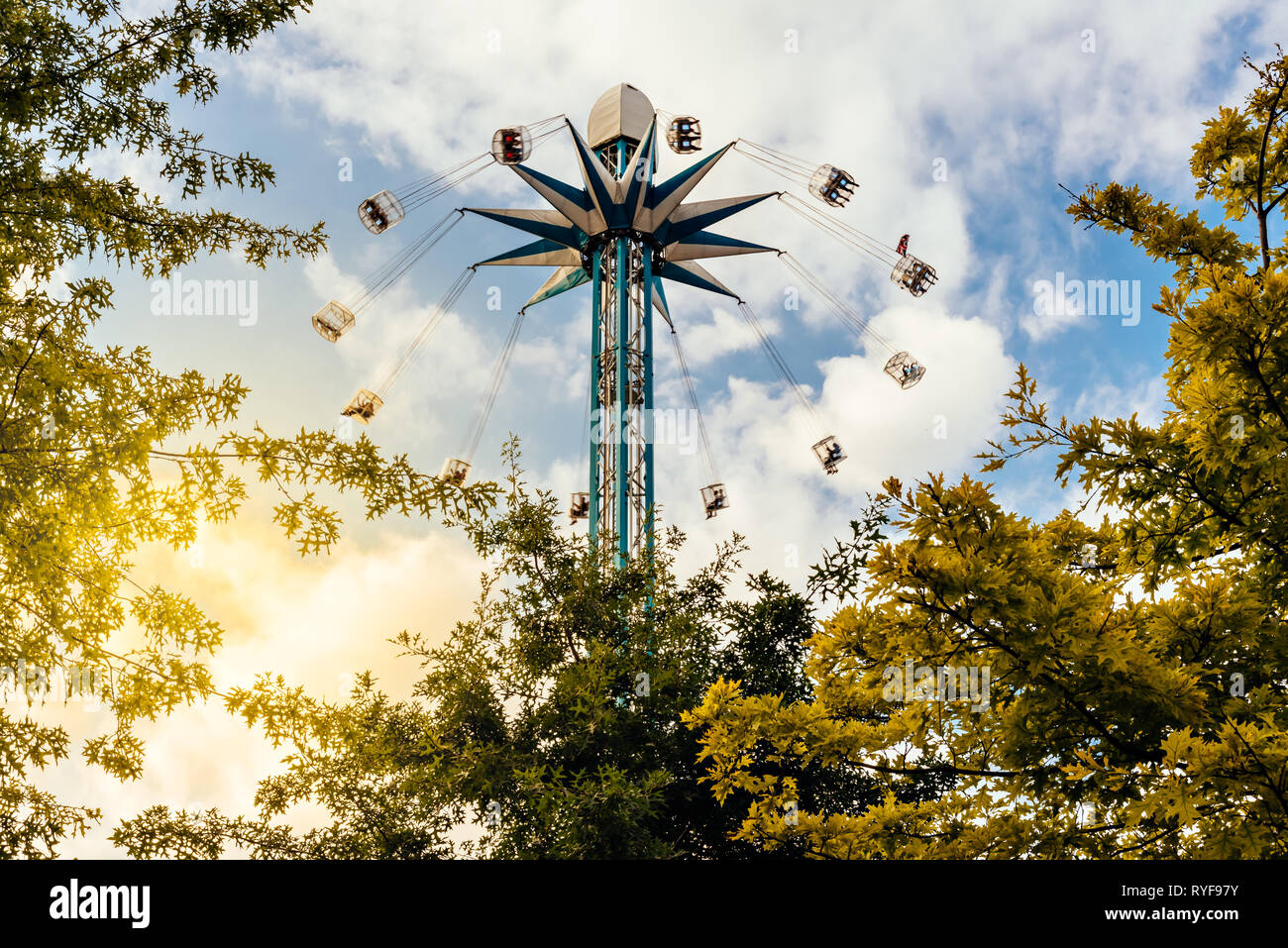 Flying chair swings - ride attraction from bellow - South Bank, London ...