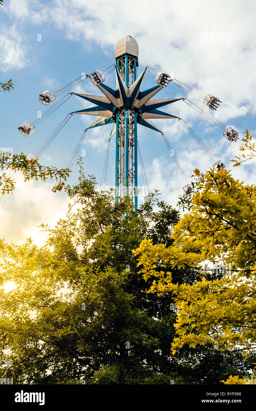 Flying chair swings - ride attraction from bellow - South Bank, London ...