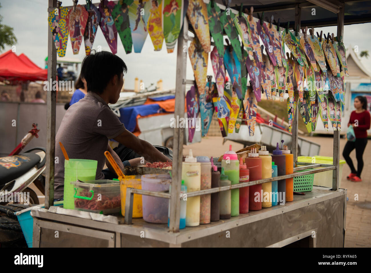 Street market in Vientiane Stock Photo - Alamy