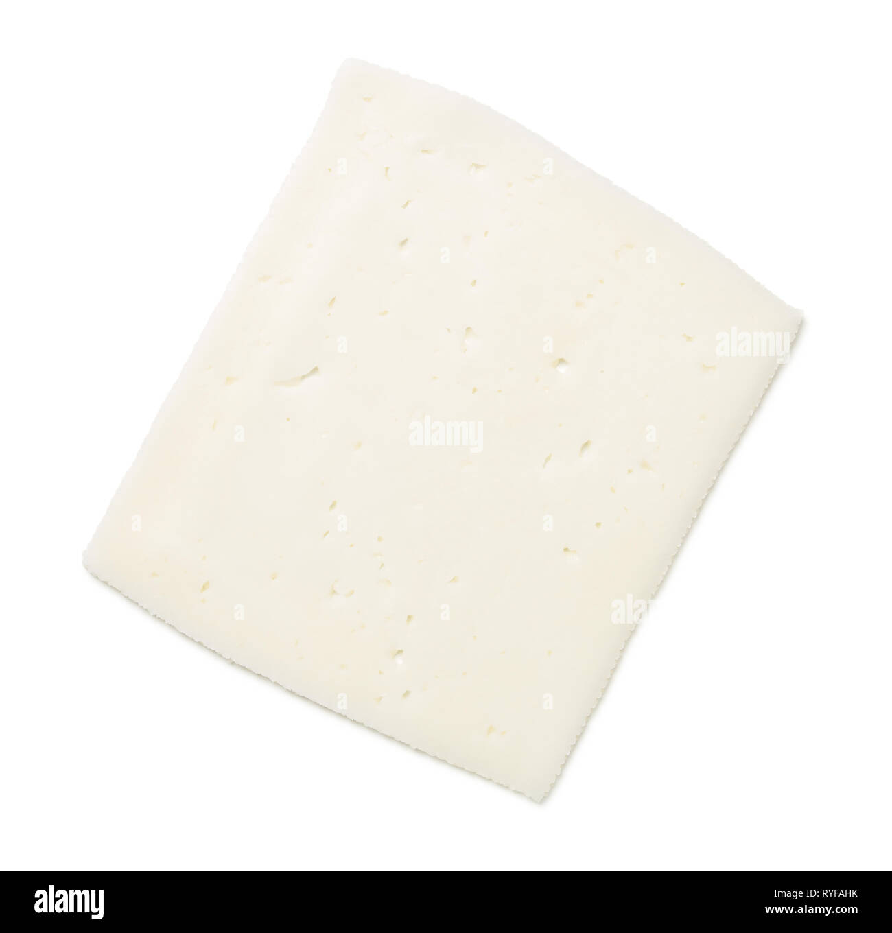 Goat cheese slice isolated on white background. Top view Stock Photo ...