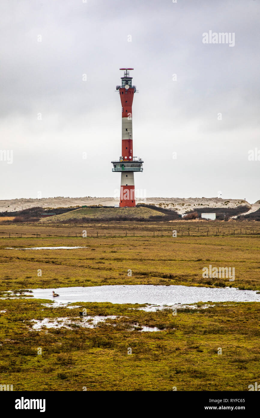 West tower with lighthouse on the island of wangerooge hi-res stock ...