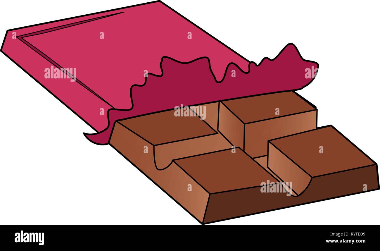 Cartoon chocolate bar in the package, with a thick stroke. Styling ...