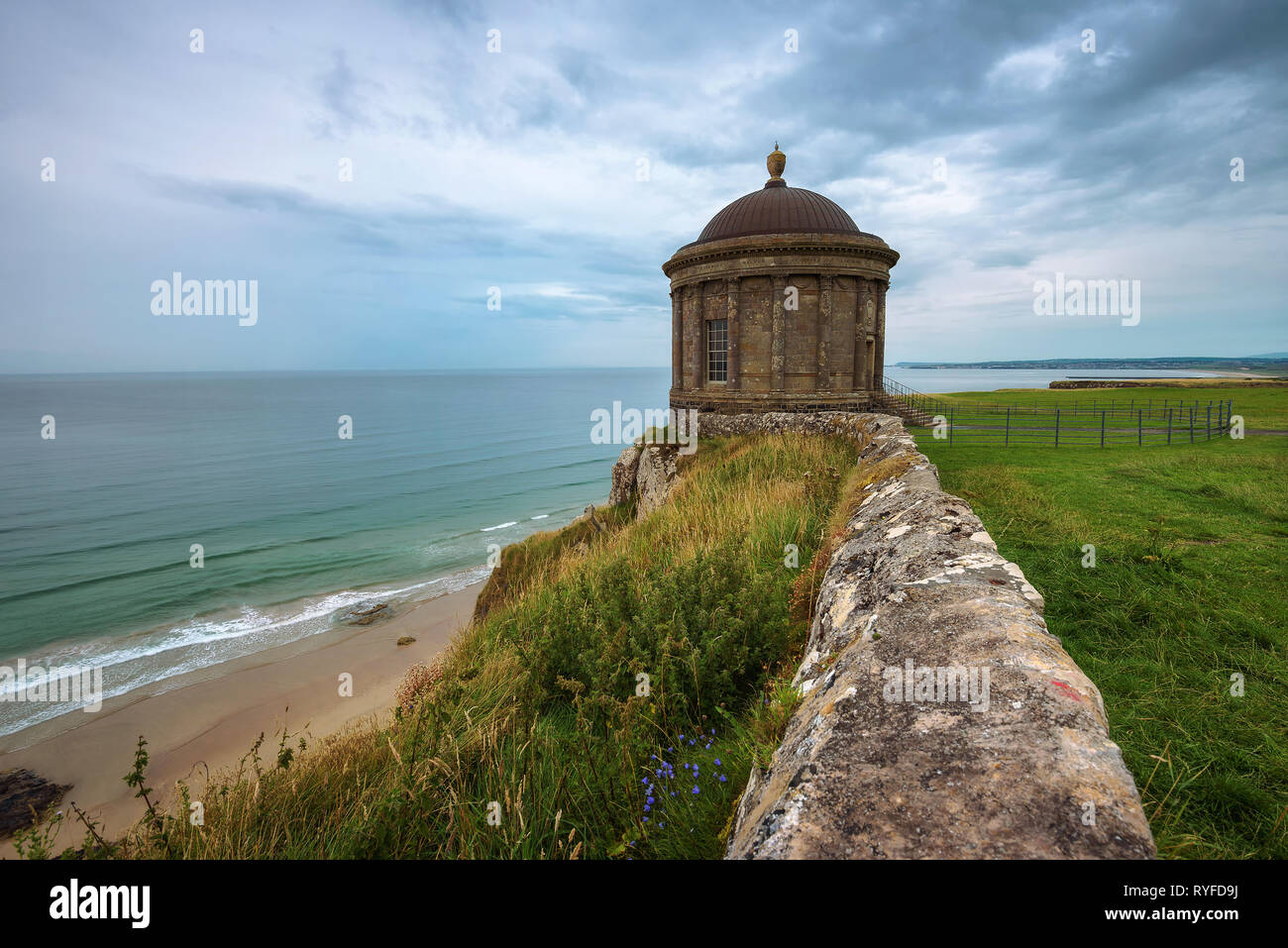 Mussenden Temple located on high cliffs near Castlerock in Northern ...