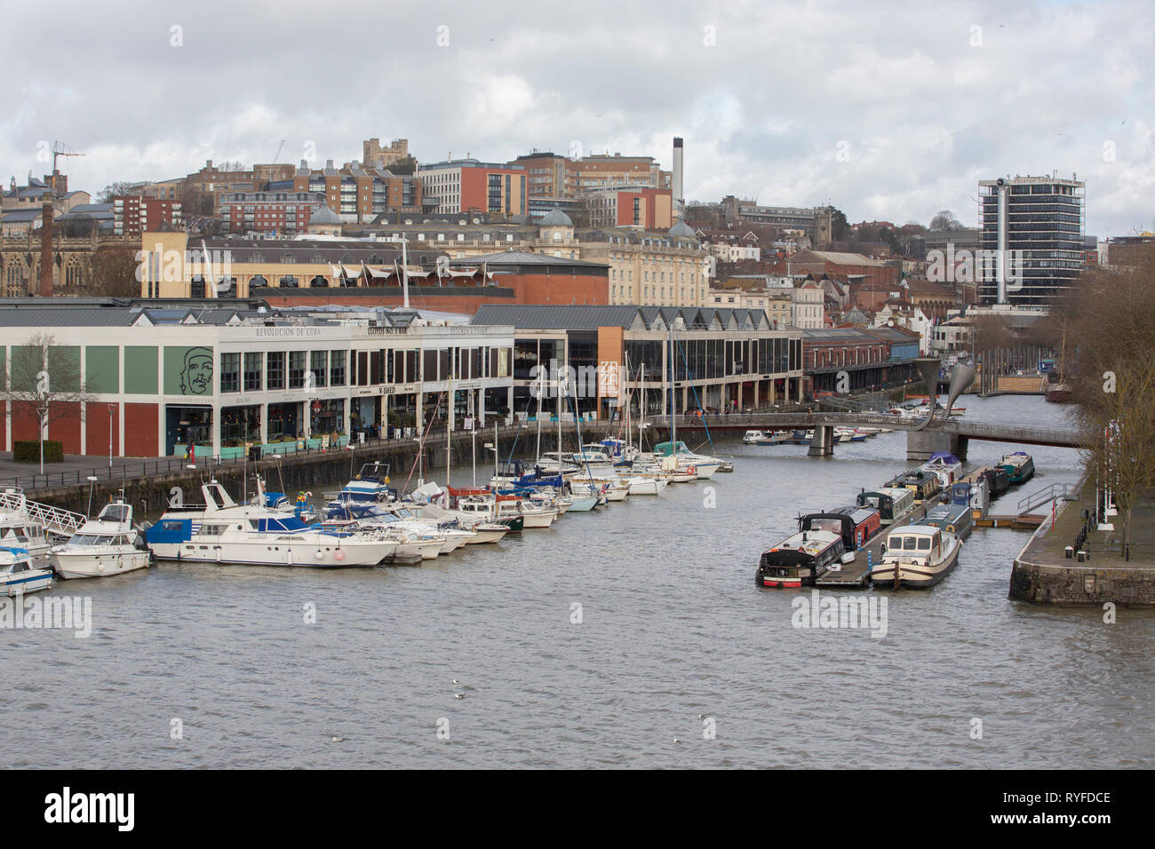 The famous Harbourside Dock Area in the city of Bristol on the River ...