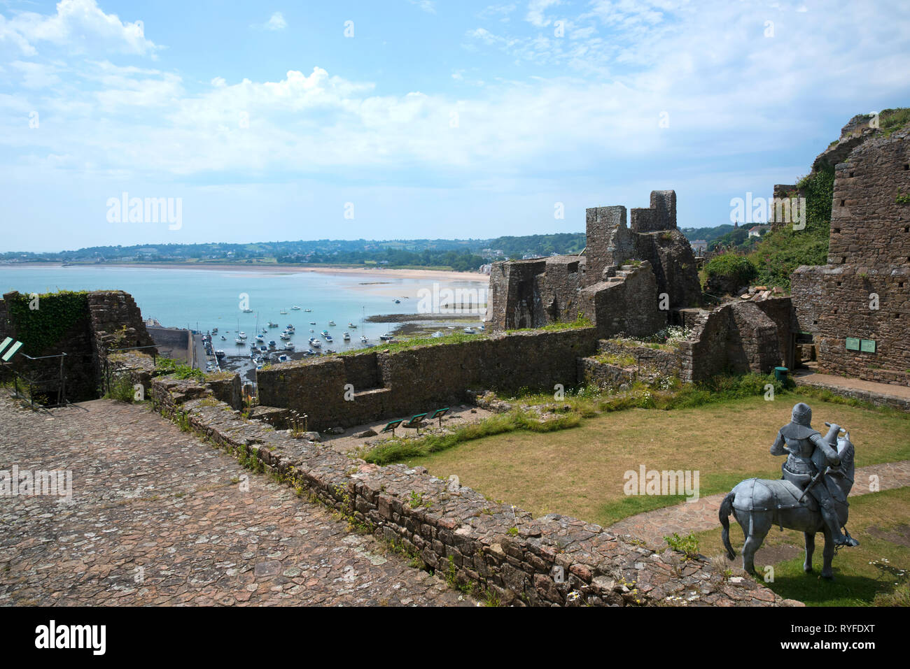 View of Gorey from Mont Orgueil Castle, on the English island of Jersey ...