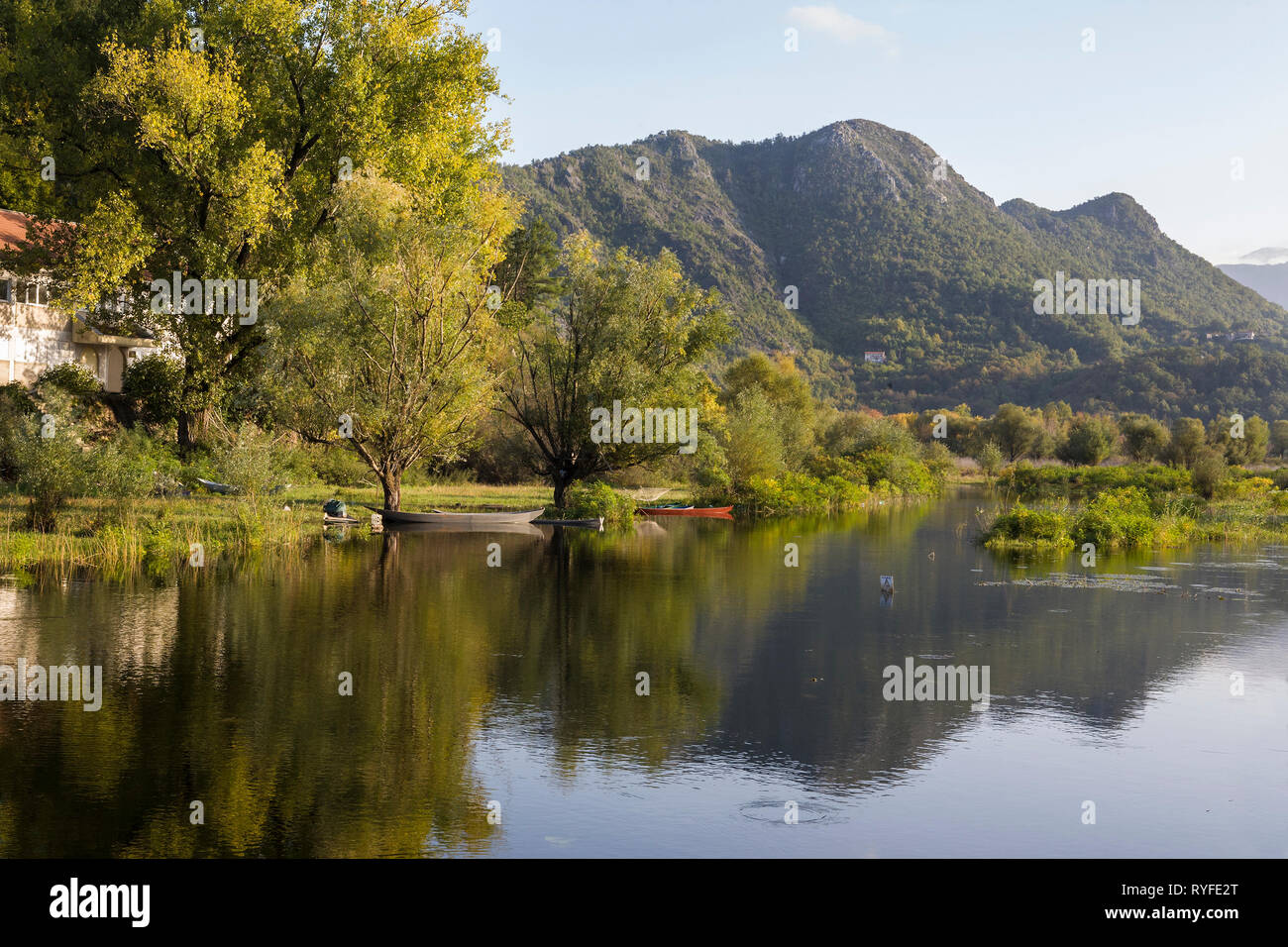 The river Crmnica flowing through Virpazar, Lake Skadar, Montenegro ...