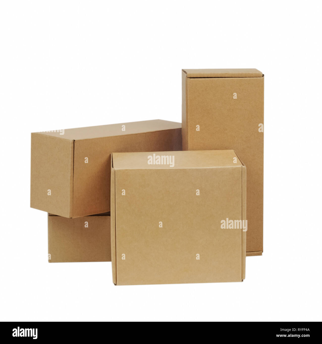 Cardboard boxes for goods on a white background. Different size ...