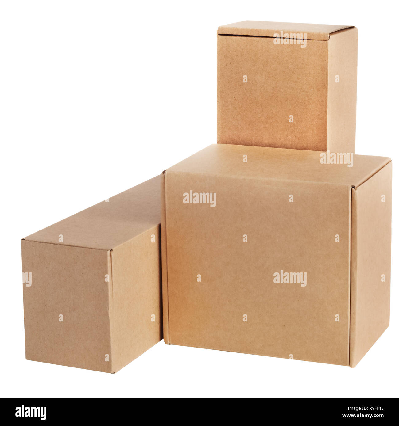 Cardboard boxes for goods on a white background. Different size ...
