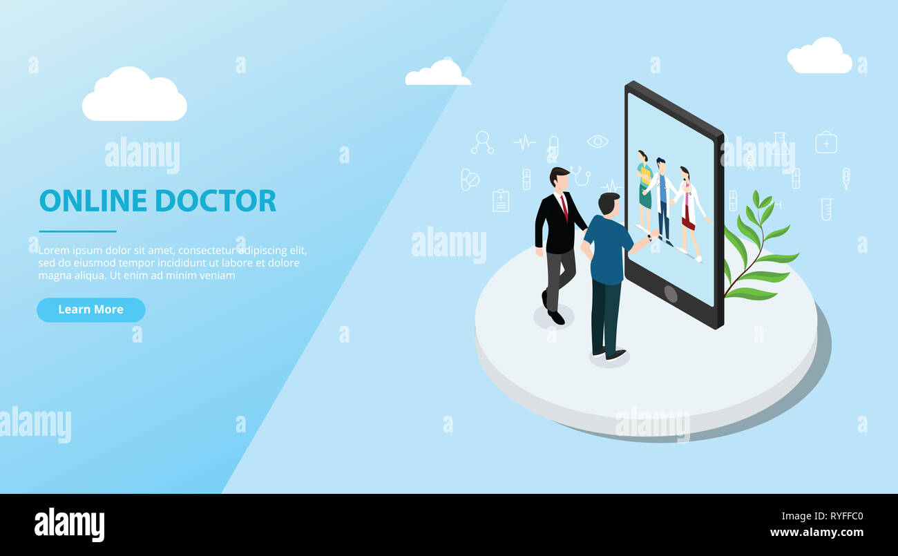 online doctor app service for website template banner - vector ...