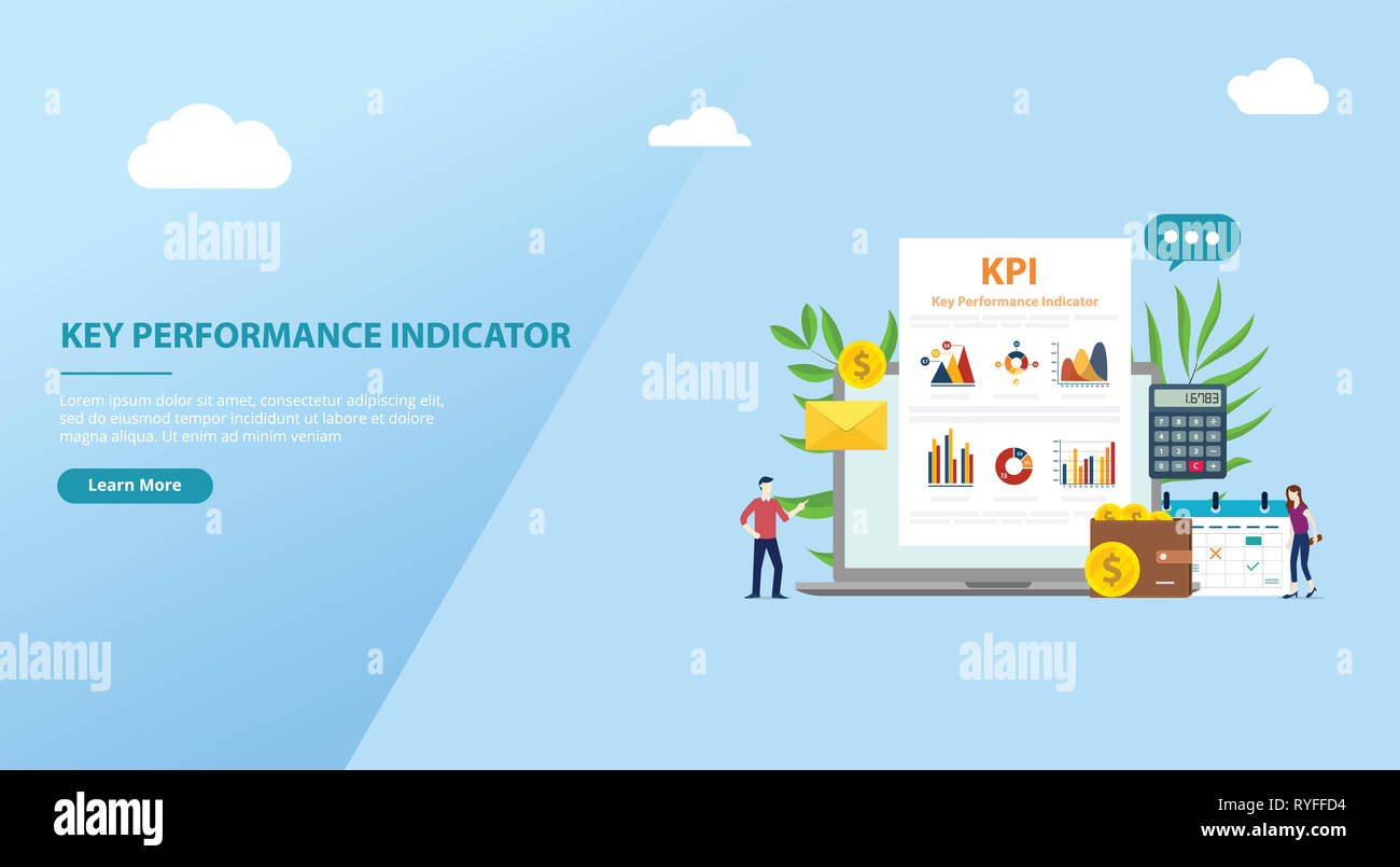 kpi key performance indicator concept website banner template with ...