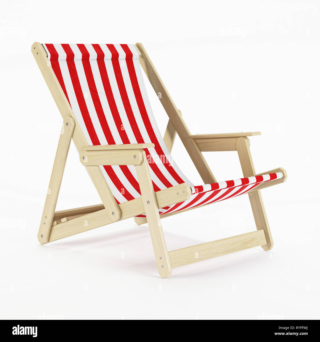 Deckchair over white background. Chaise-longue. 3D rendering Stock ...
