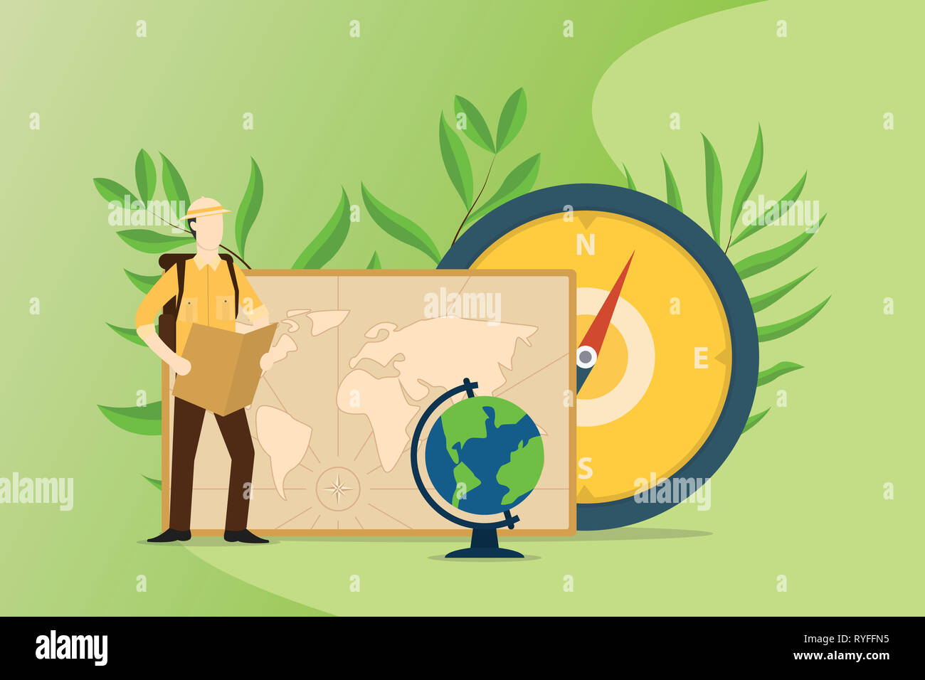 people explore and adventure the world with maps compass and worlds map ...