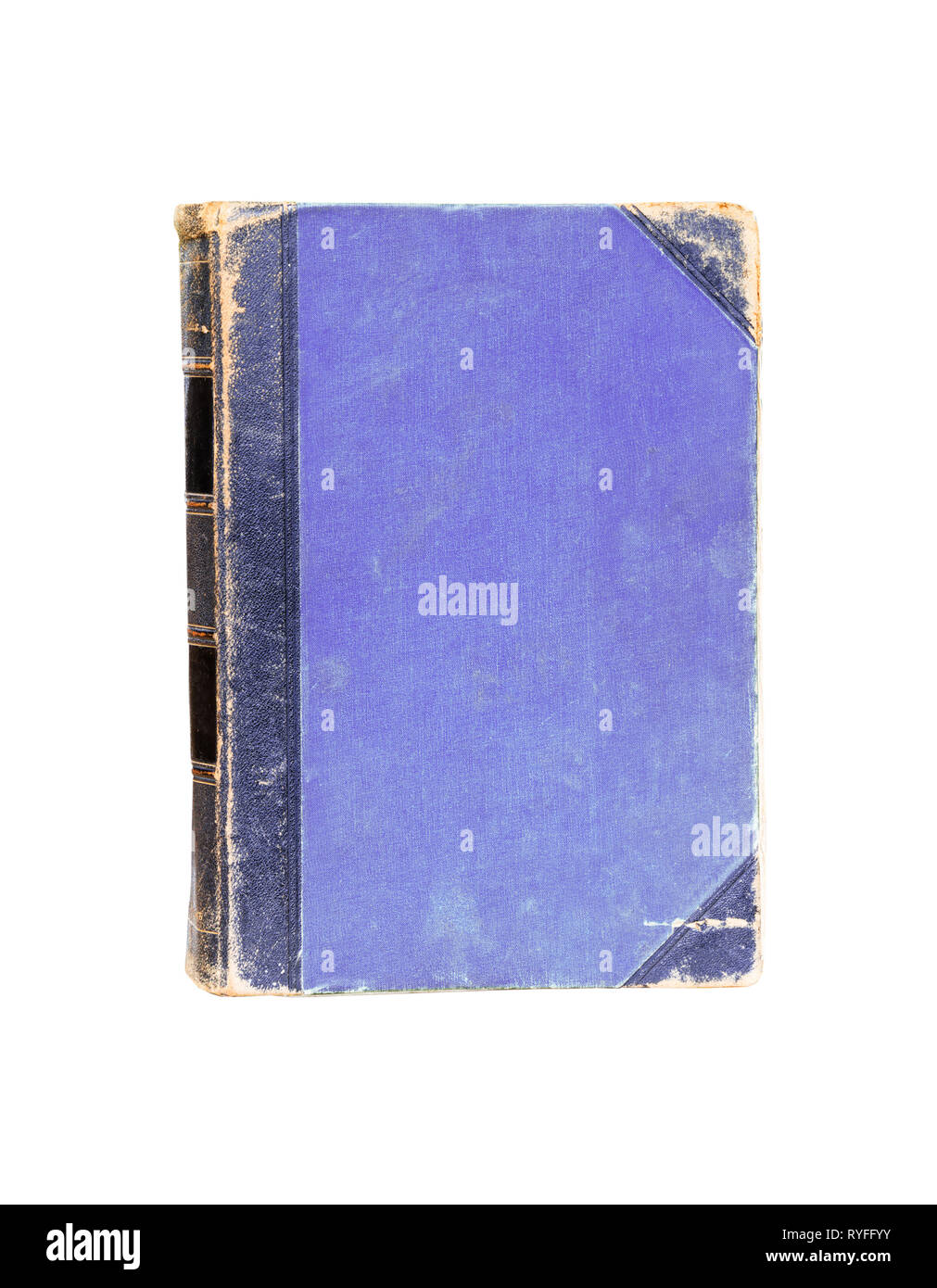 Ancient book in blue hardcover, isolated on white background, with ...
