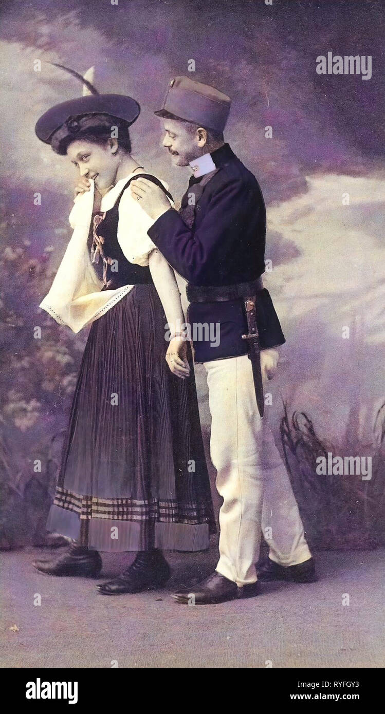 Couples in love in Austria, Austro-Hungarian Army, Portraits with 2 ...