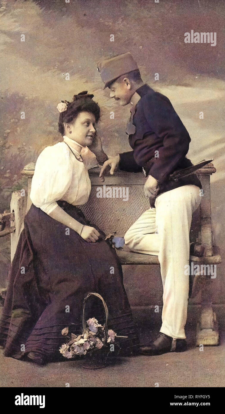 Couples in love in Austria, Austro-Hungarian Army, Portraits with 2 ...